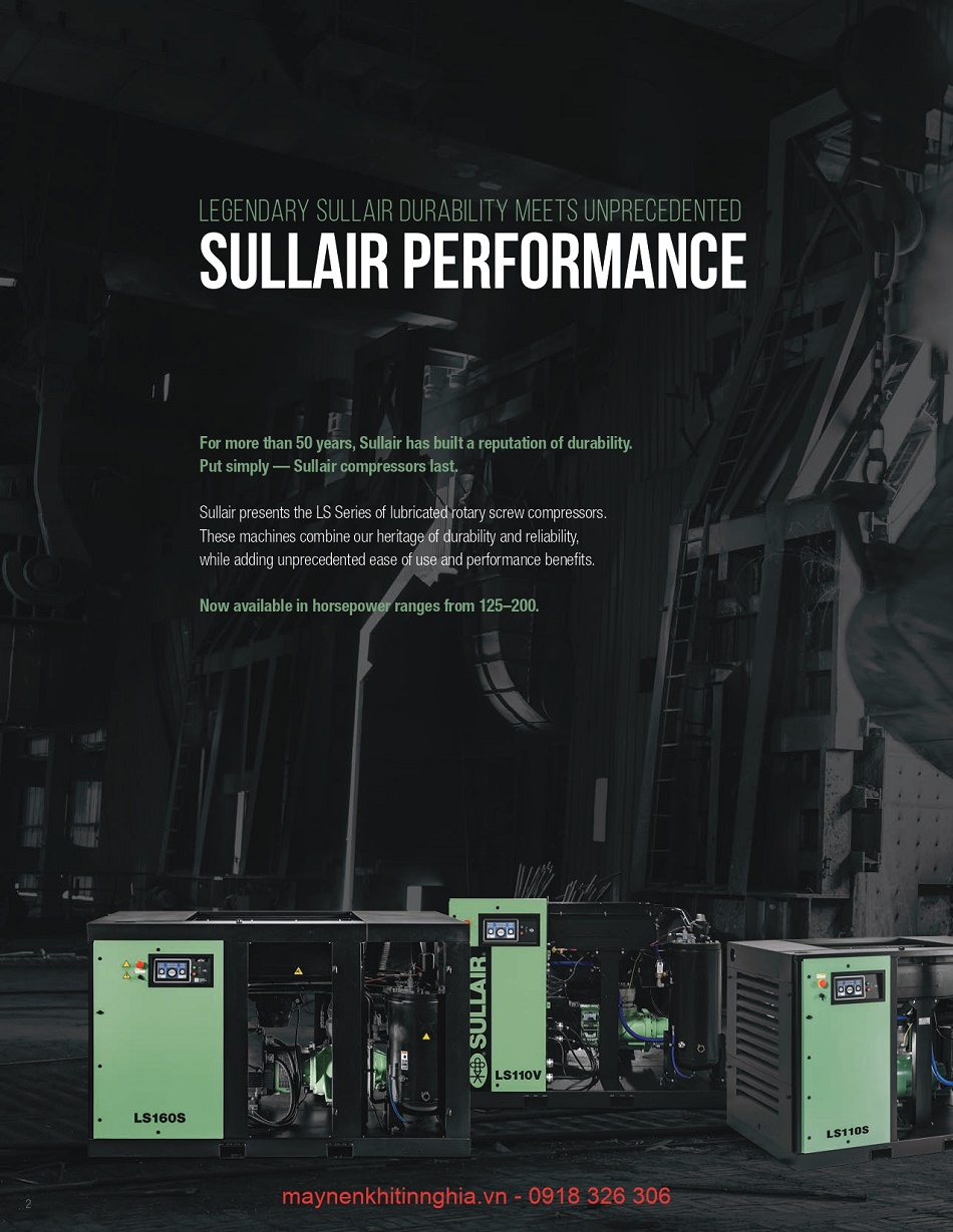 Máy nén khí Sullair LS160, LS160S, LS160V - Công Suất 160kw