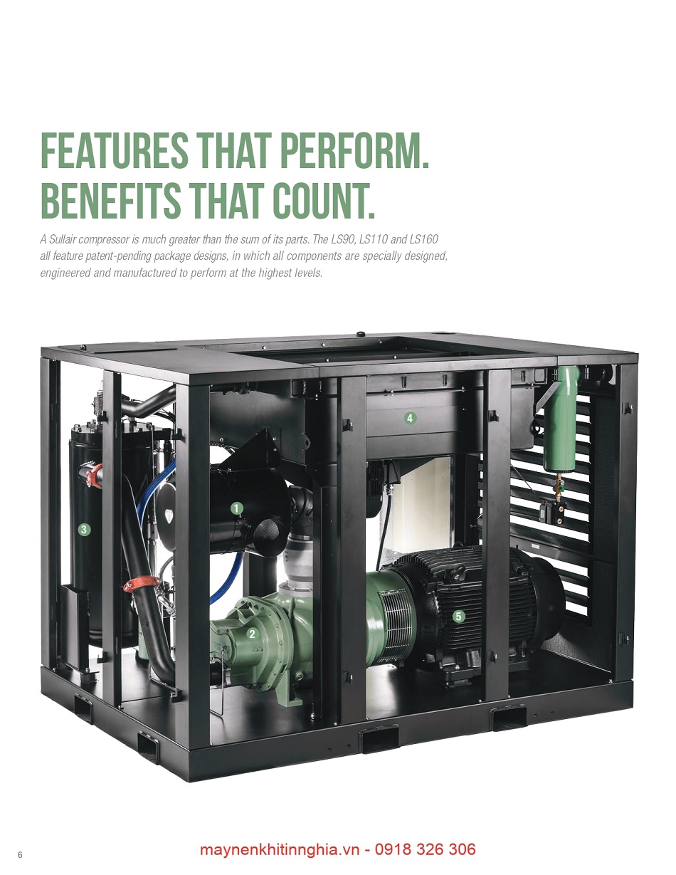 Máy nén khí Sullair LS160, LS160S, LS160V - Công Suất 160kw